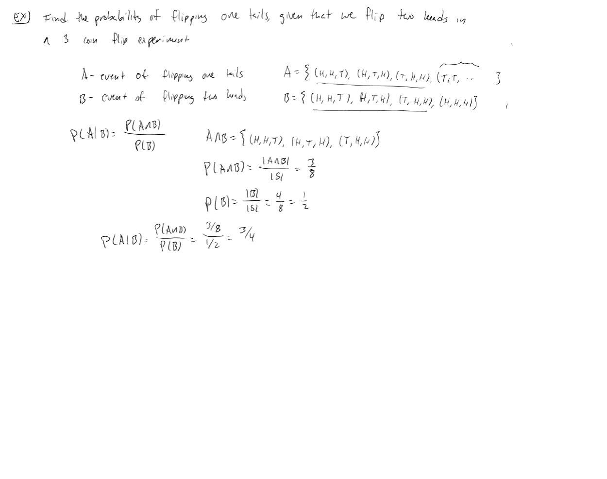 Solved Ex) ﻿Find the probabilits of flipping one tails, | Chegg.com