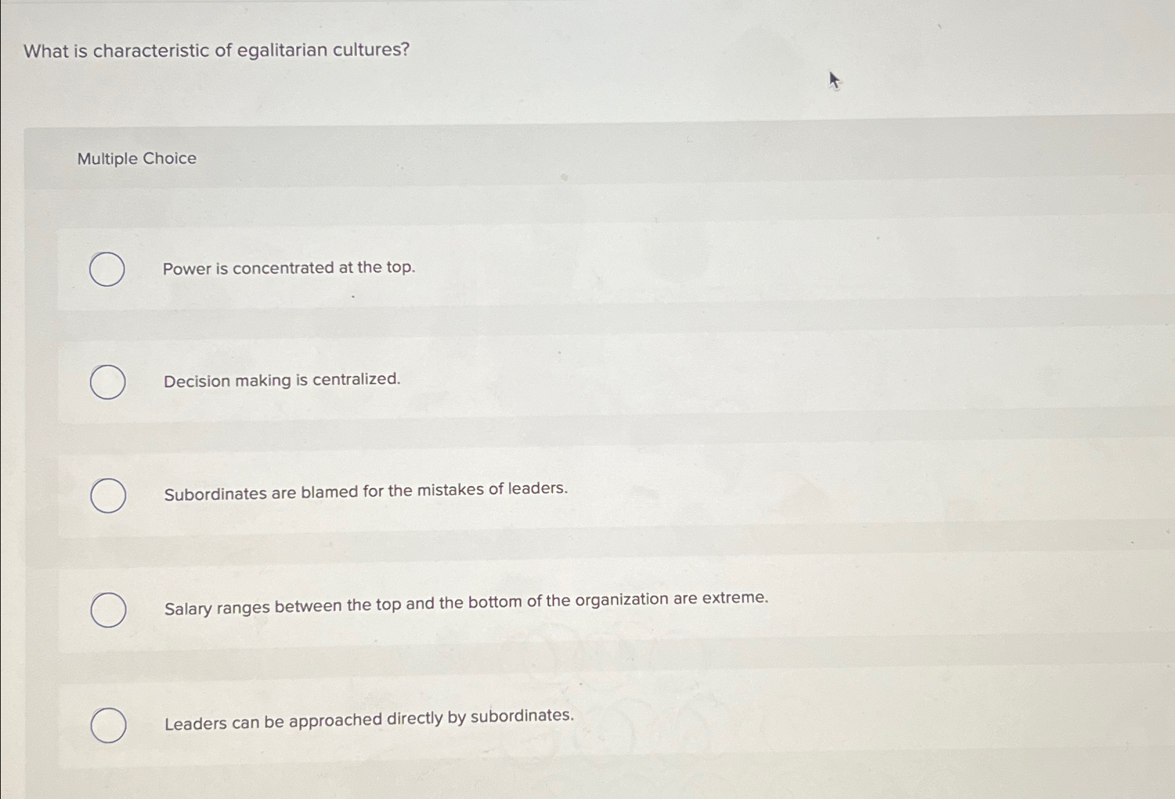 Solved What is characteristic of egalitarian | Chegg.com