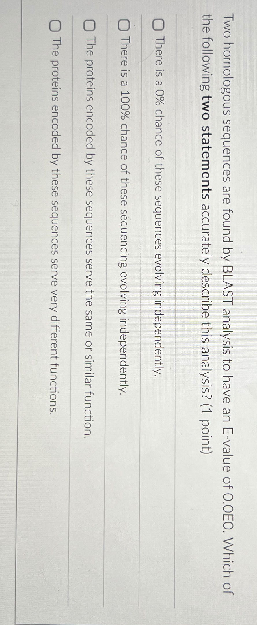 Solved Two homologous sequences are found by BLAST analysis | Chegg.com