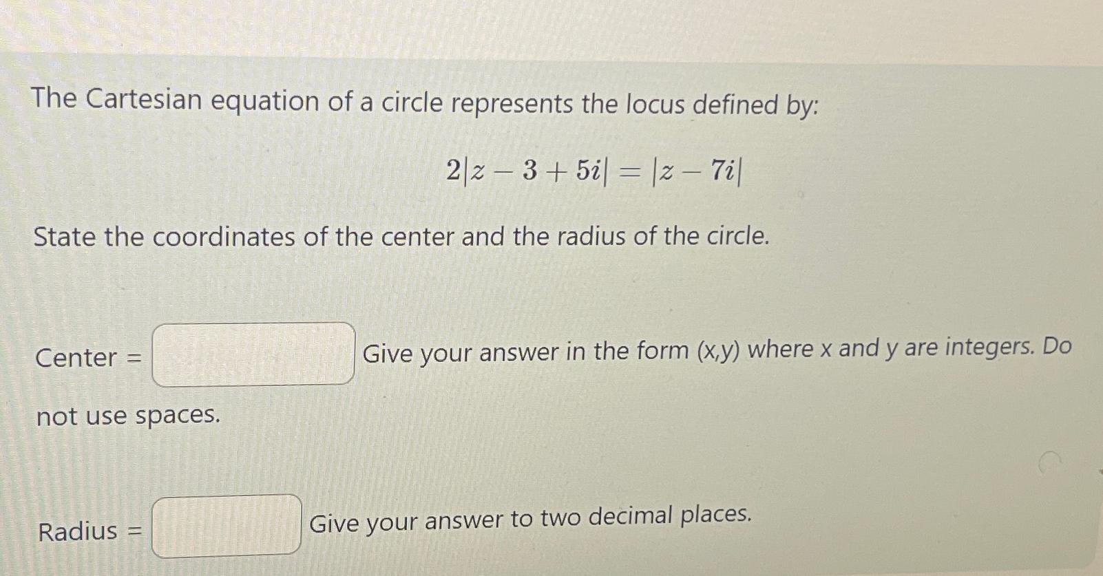 Solved The Cartesian equation of a circle represents the | Chegg.com