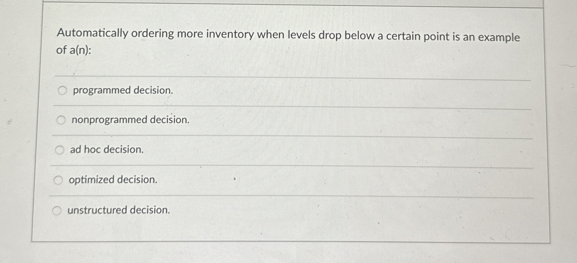 Solved Automatically ordering more inventory when levels | Chegg.com