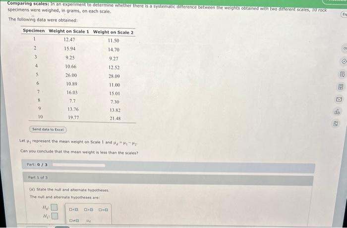 Solved Comparing scales: In an experiment to determine | Chegg.com