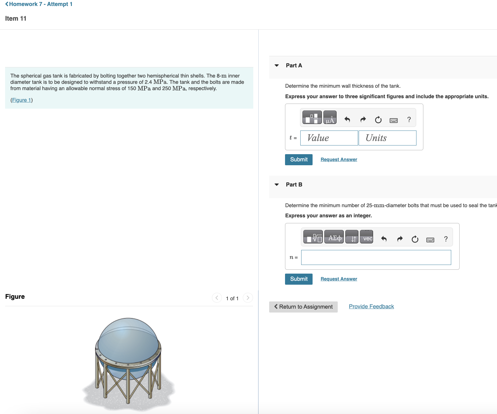 Solved Item 11The spherical gas tank is fabricated by | Chegg.com