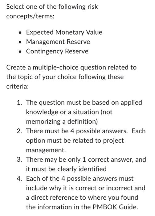 Solved concepts/terms: - Expected Monetary Value - | Chegg.com