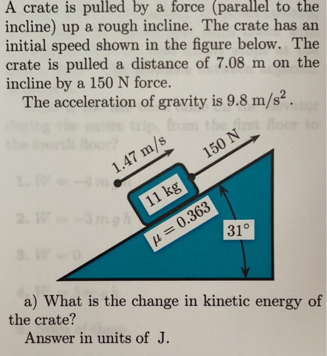 Solved A crate is pulled by a force (parallel to the | Chegg.com