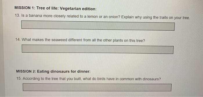 MISSION 1: Tree of life: Vegetarian edition: 13. Is a | Chegg.com