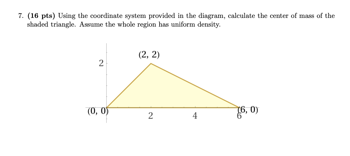 Solved 7. (16 ﻿pts) ﻿Using the coordinate system provided in | Chegg.com