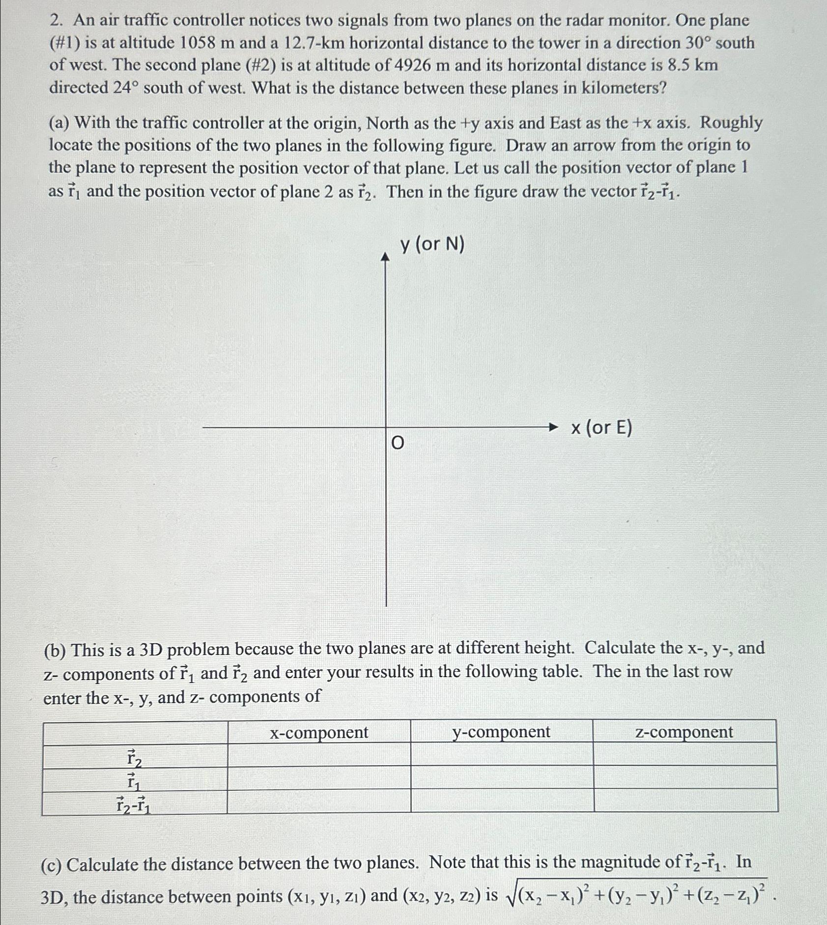 Solved An air traffic controller notices two signals from | Chegg.com