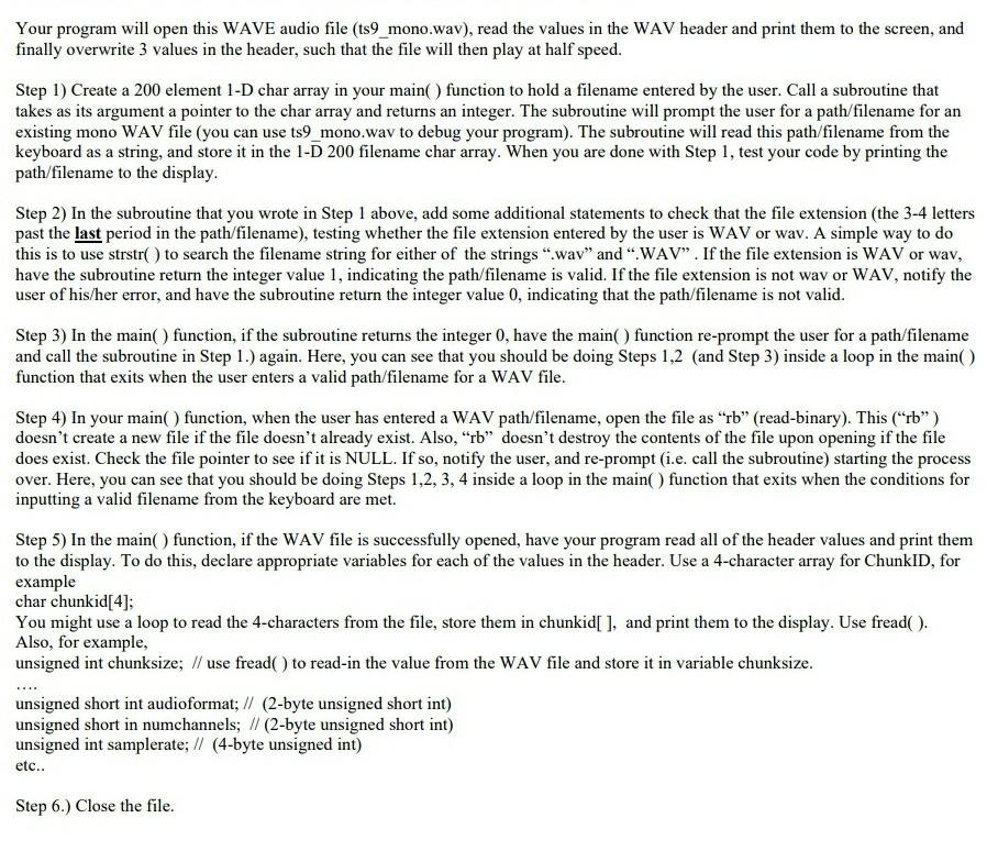 Solved Your program will open this WAVE audio file | Chegg.com