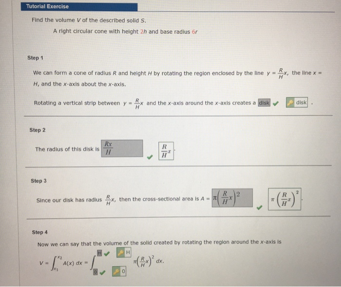 Solved Tutorial Exercise Find the volume V of the described | Chegg.com
