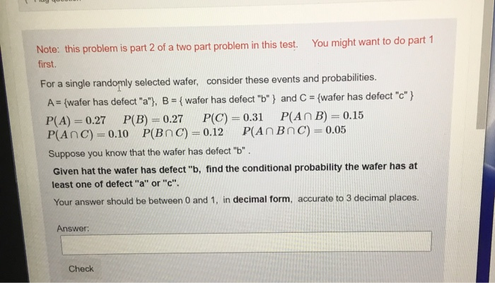 Solved Note: this problem is part 2 of a two part problem in | Chegg.com