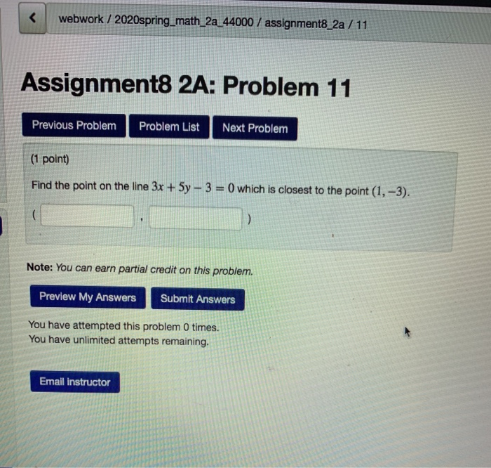 Solved Webwork 2020springmath2a44000