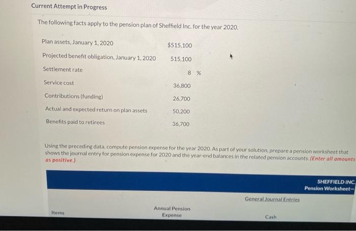 Solved The following facts apply to the pension plan of | Chegg.com