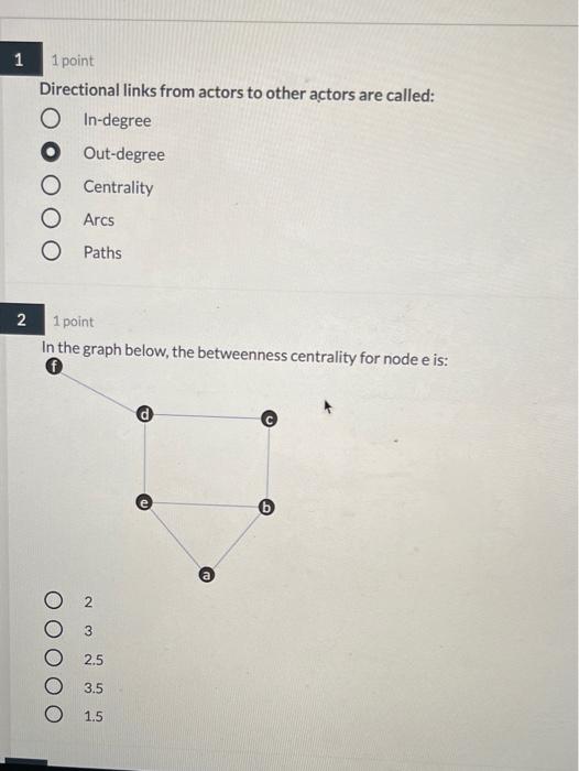 Solved 1 1 point Directional links from actors to other | Chegg.com