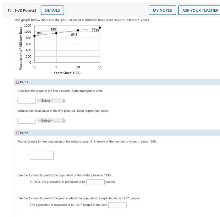Solved The graph below displays the population of a military | Chegg.com