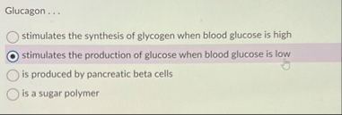 Solved Glucagon...stimulates the synthesis of glycogen when | Chegg.com