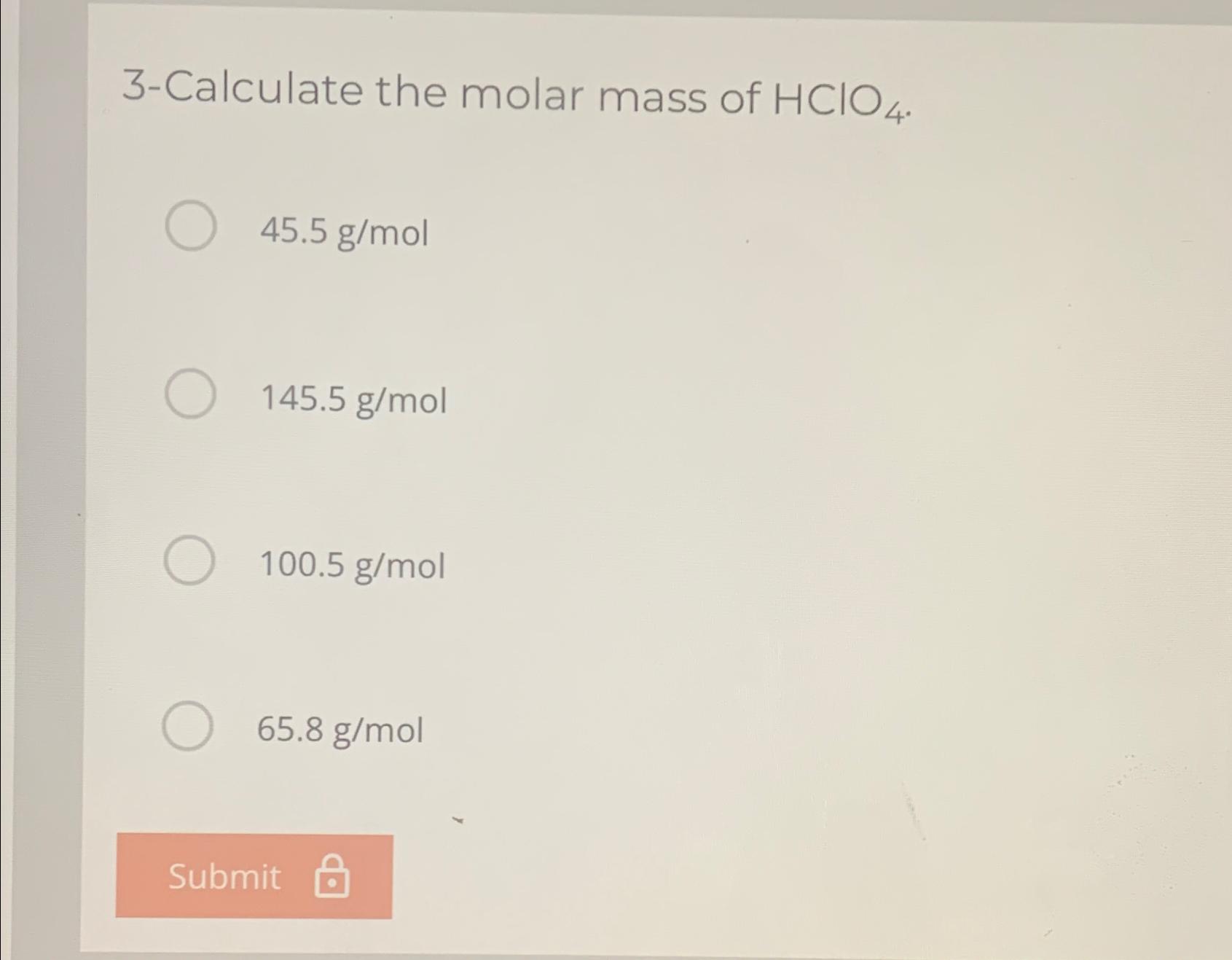 Solved 3-Calculate the molar mass of | Chegg.com