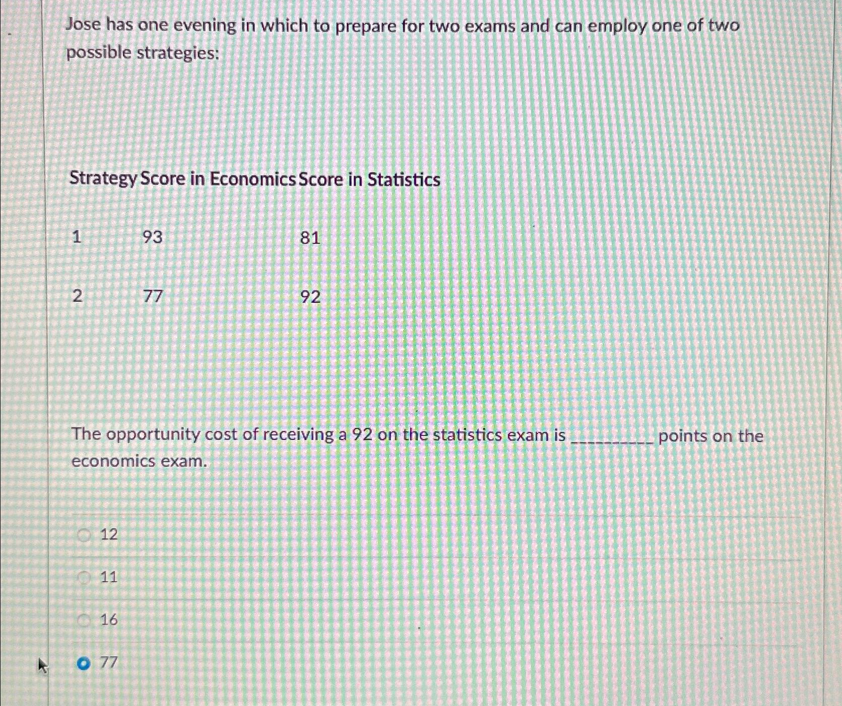 Solved Jose has one evening in which to prepare for two | Chegg.com