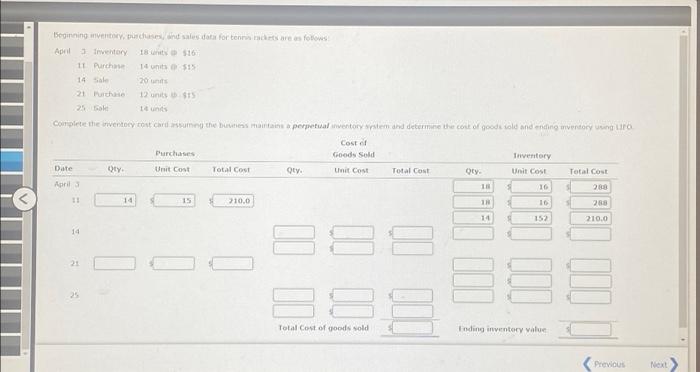 Solved Beginning inventory, purchases, and sales data for | Chegg.com