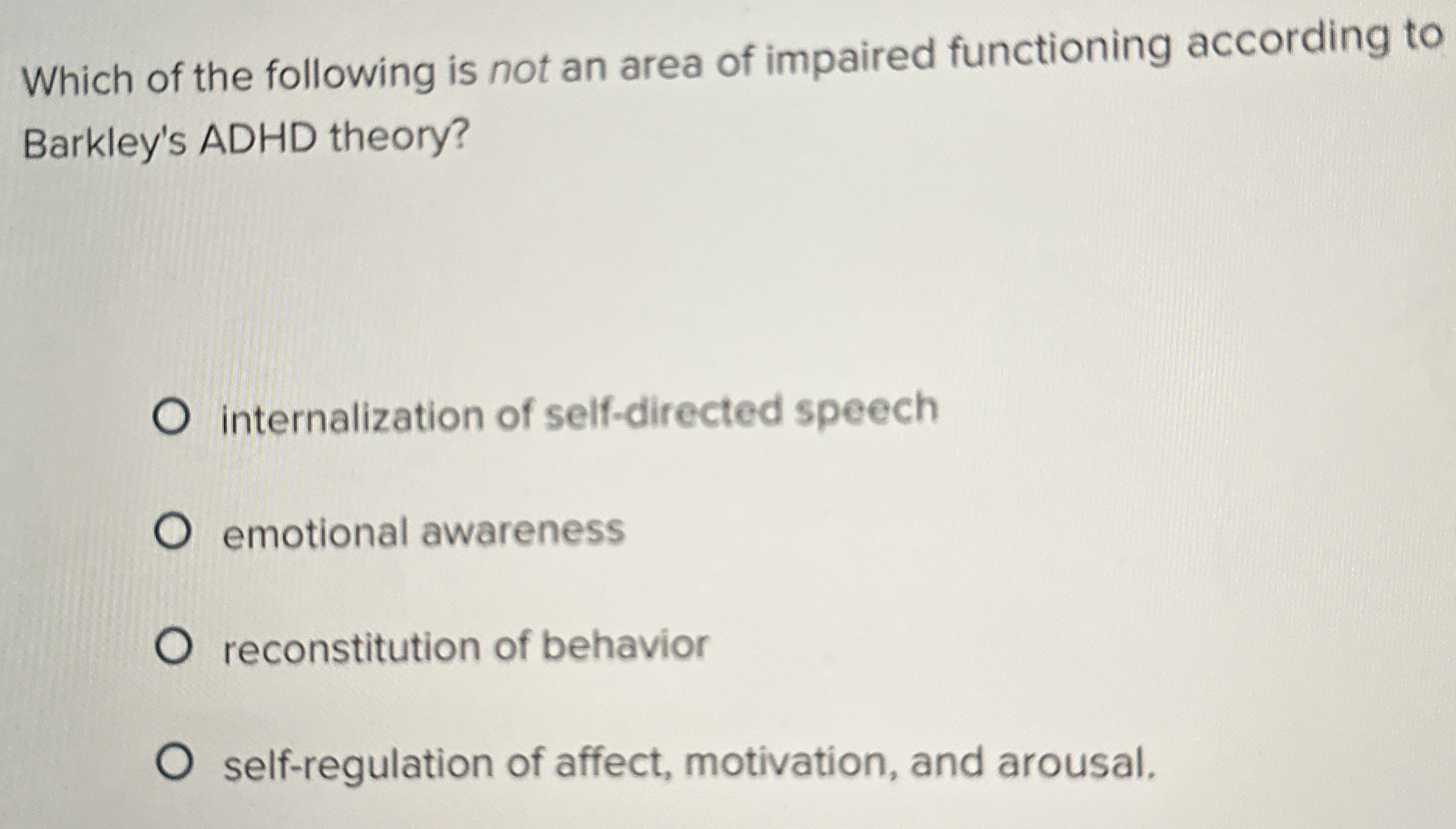 Solved Which of the following is not an area of impaired | Chegg.com