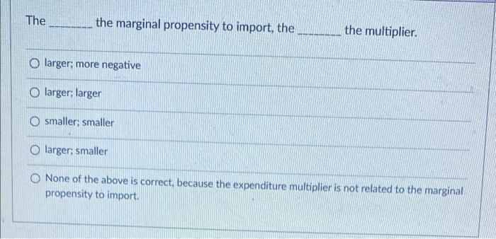 Solved The the marginal propensity to import, the the | Chegg.com