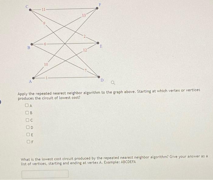 Solved F E B 12 10 A D a Apply the repeated nearest neighbor | Chegg.com