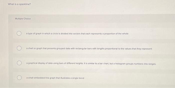 Solved What is a sparkline? Multiple Choice a type of graph | Chegg.com