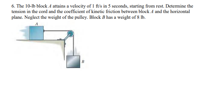 Solved The 10-lb ﻿block A attains a velocity of 1fts ﻿in 5 | Chegg.com