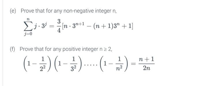 Solved (e) Prove that for any non-negative integer n, | Chegg.com