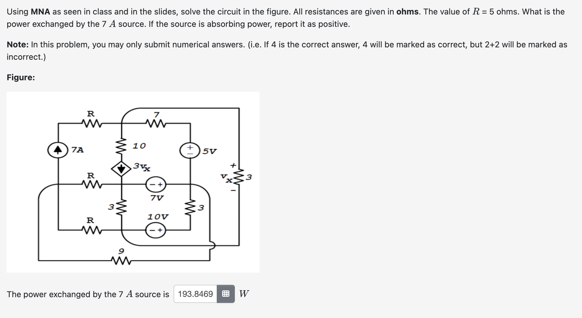 Solved Using MNA as seen in class and in the slides, solve | Chegg.com