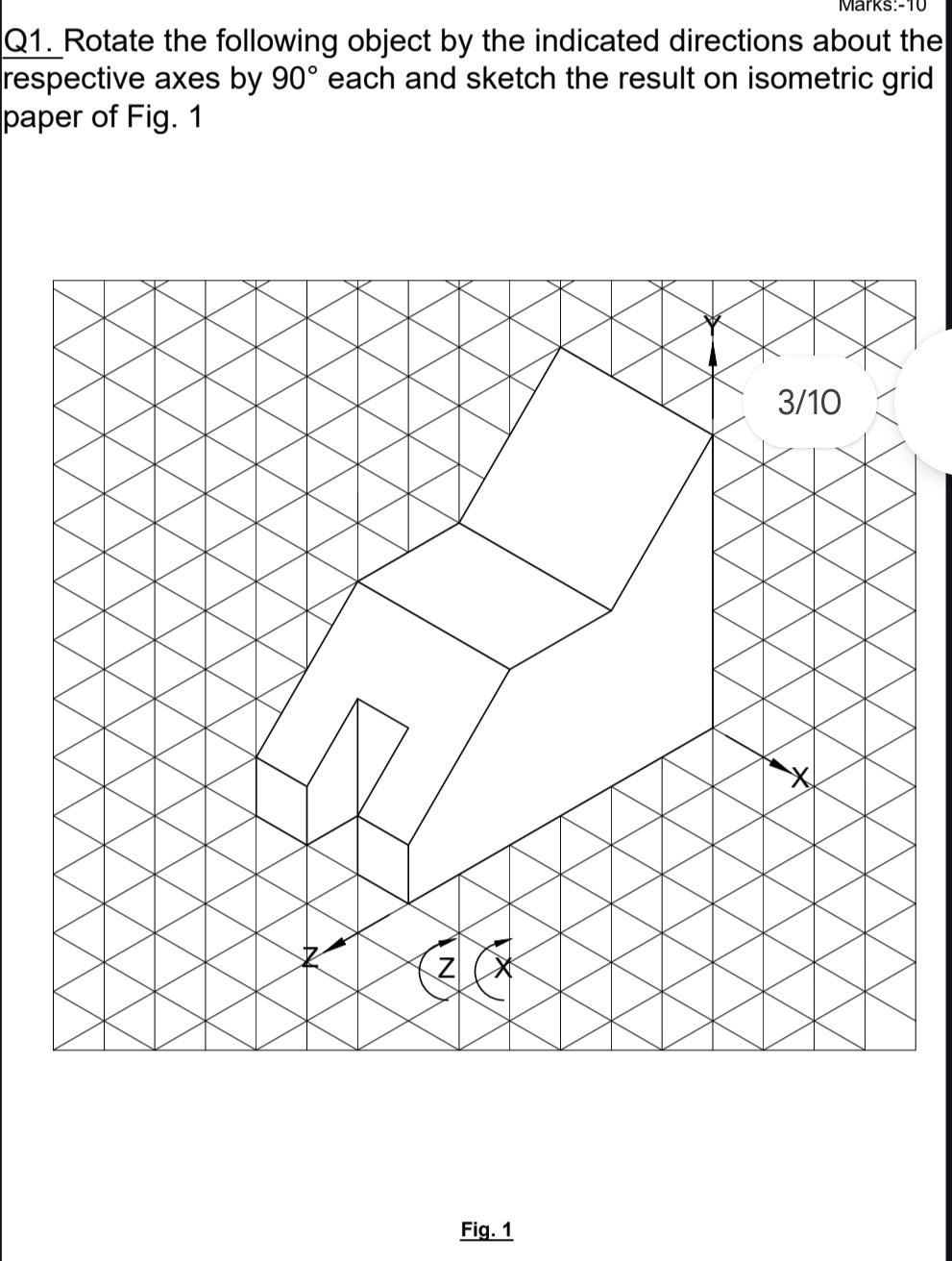 Solved Q1. ﻿Rotate the following object by the indicated | Chegg.com