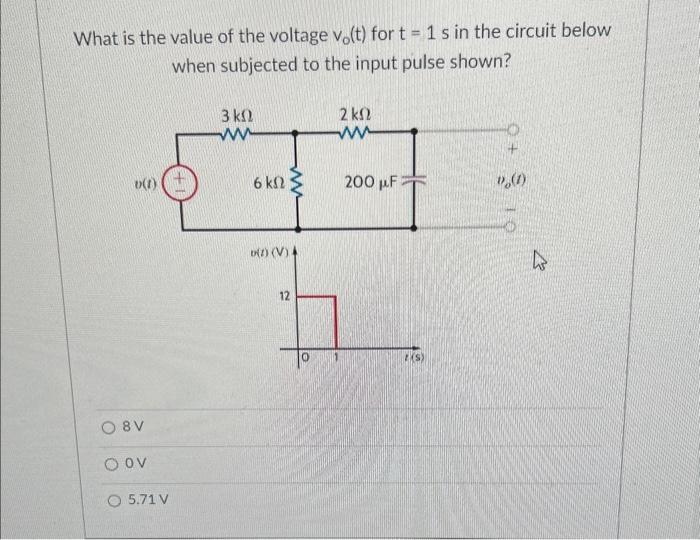 Solved What is the value of the voltage v0(t) for t=1 s in | Chegg.com