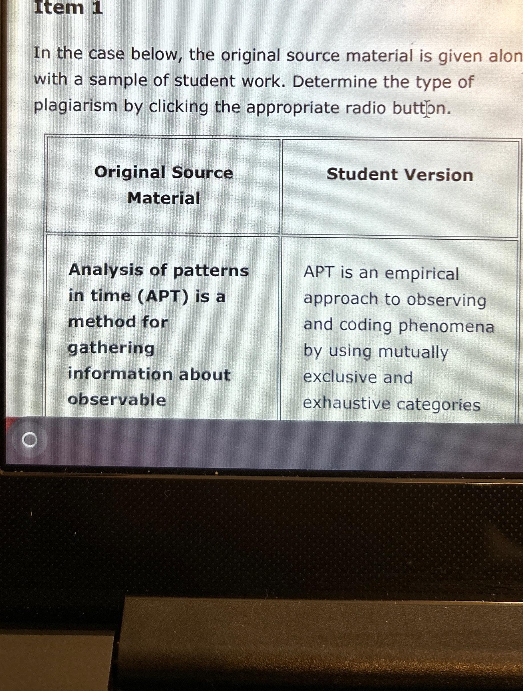 Solved Item 1In the case below, the original source material | Chegg.com