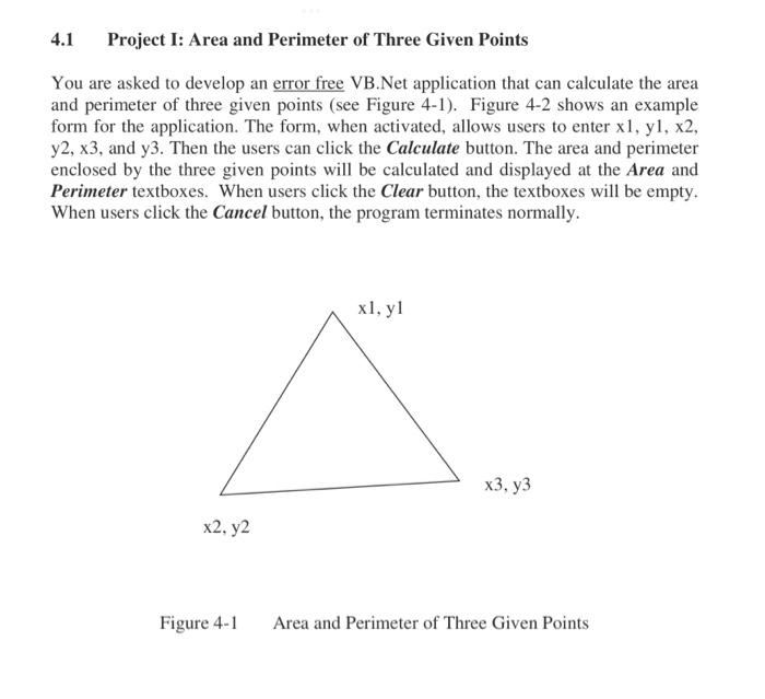Solved 4.1 Project I: Area and Perimeter of Three Given | Chegg.com