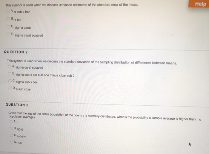 Solved Help This symbol is used when we discuss unbiased | Chegg.com