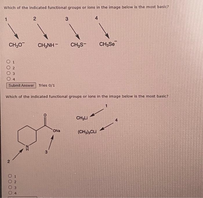 Solved Which of the indicated functional groups or ions in | Chegg.com