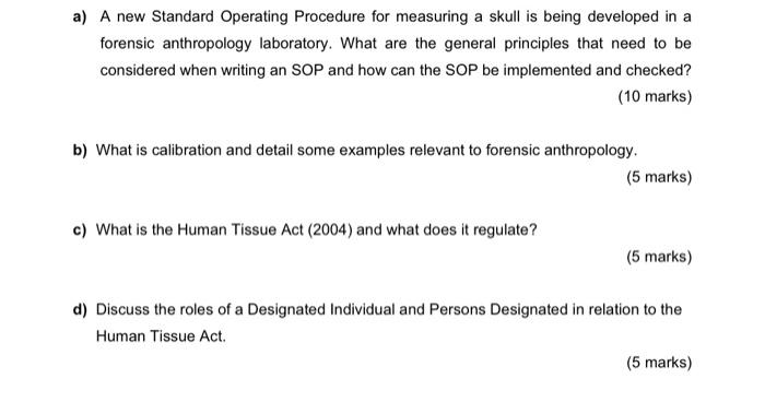 Solved a) A new Standard Operating Procedure for measuring a | Chegg.com