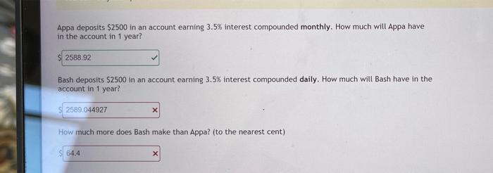Solved Appa deposits $2500 in an account earning 3.5% | Chegg.com