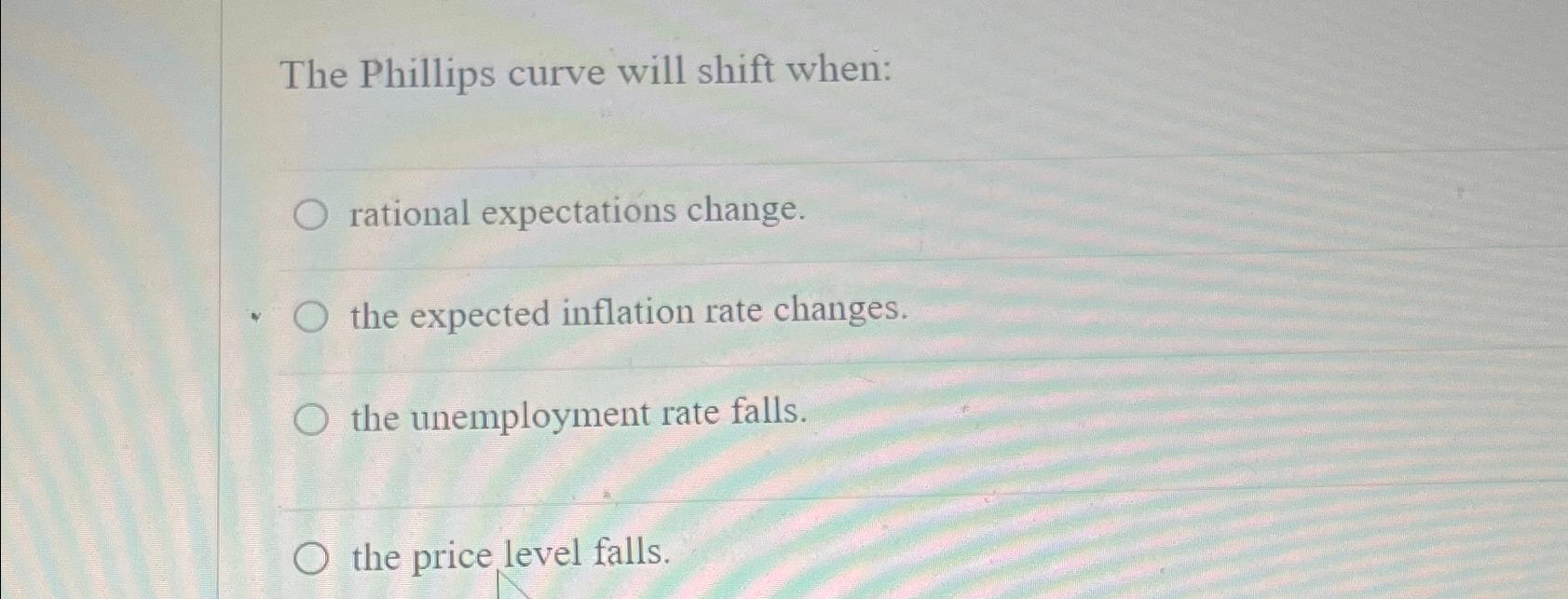 Solved The Phillips curve will shift when:rational | Chegg.com