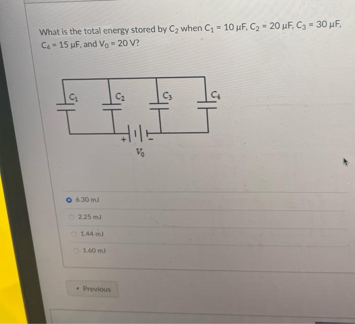 Solved What is the total energy stored by C2 when | Chegg.com