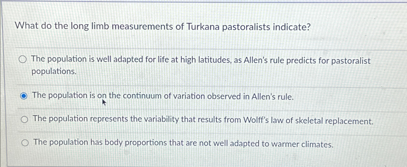Solved What do the long limb measurements of Turkana | Chegg.com