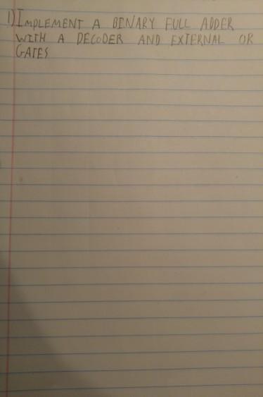 Solved IMPLEMENT A BINARY FULL ADDER WITH A DECODER AND | Chegg.com