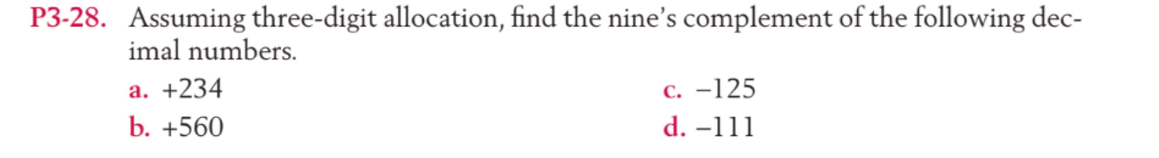 Solved P3-28. ﻿Assuming three-digit allocation, find the | Chegg.com