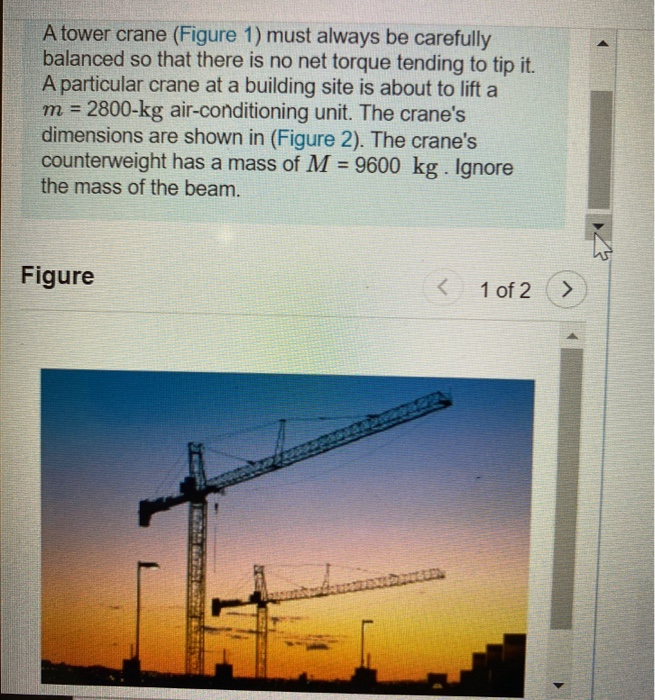 Solved A tower crane (Figure 1) must always be carefully | Chegg.com