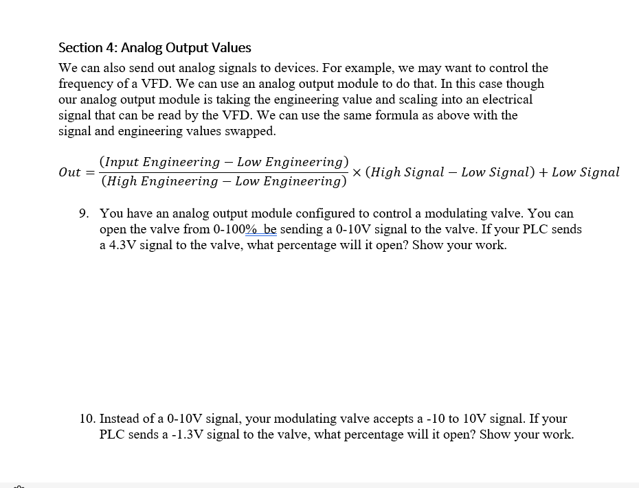 Solved Section 4: Analog Output ValuesWe can also send out | Chegg.com