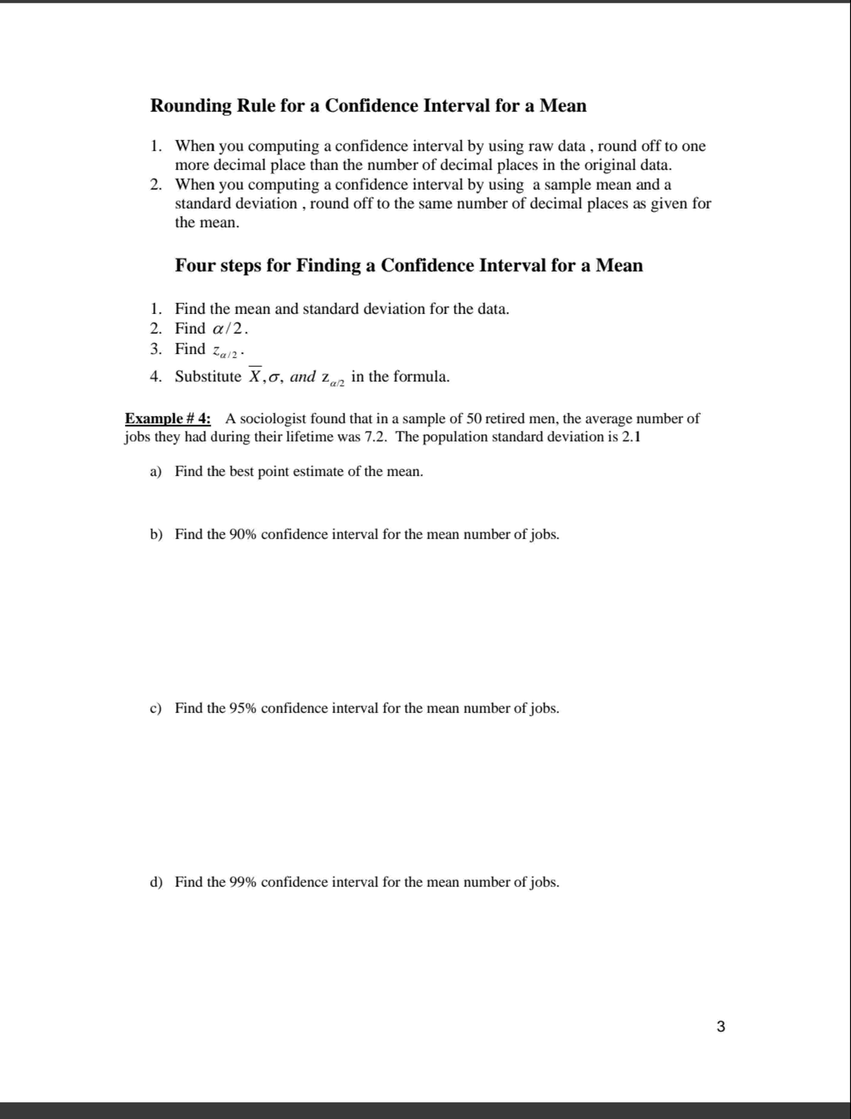 Solved Rounding Rule for a Confidence Interval for a | Chegg.com