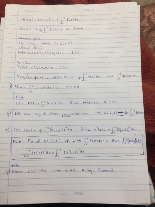 Vcx,t.) Ult- + $c2d2 Ux,t) >**(x) dx as to ų - Uxx | Chegg.com