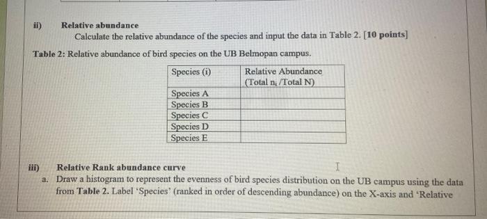 Estimation of the species richness, species evenness, | Chegg.com