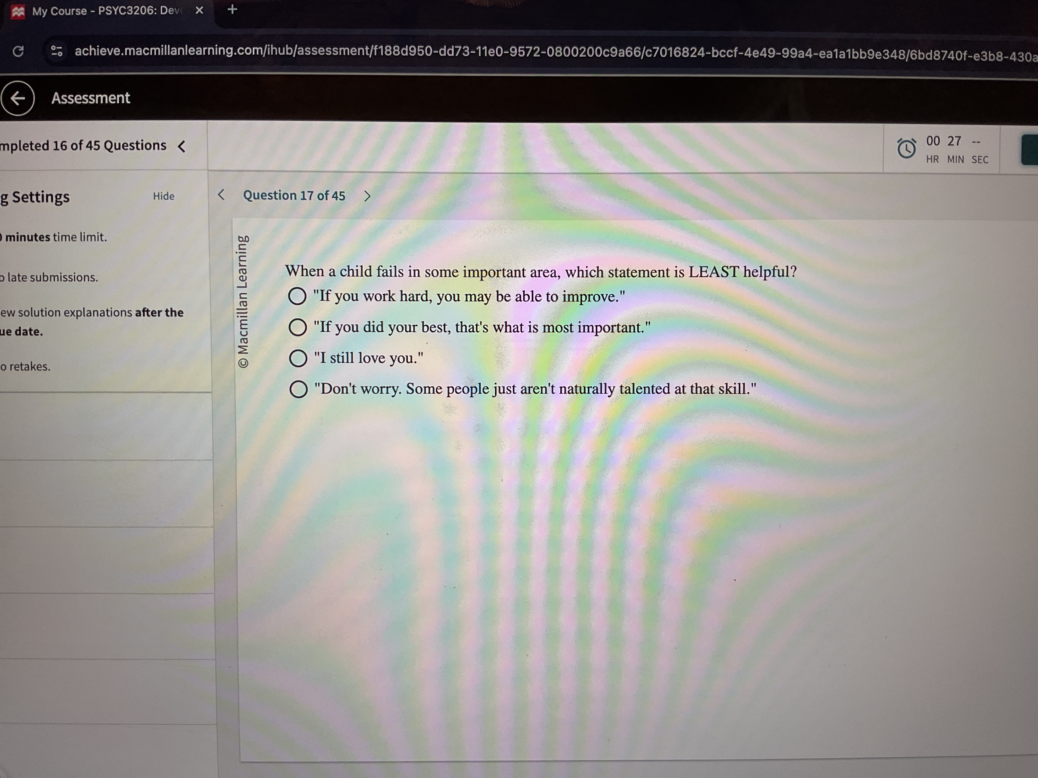 Solved My Course - ﻿PSYC3206: Dev©- | Chegg.com