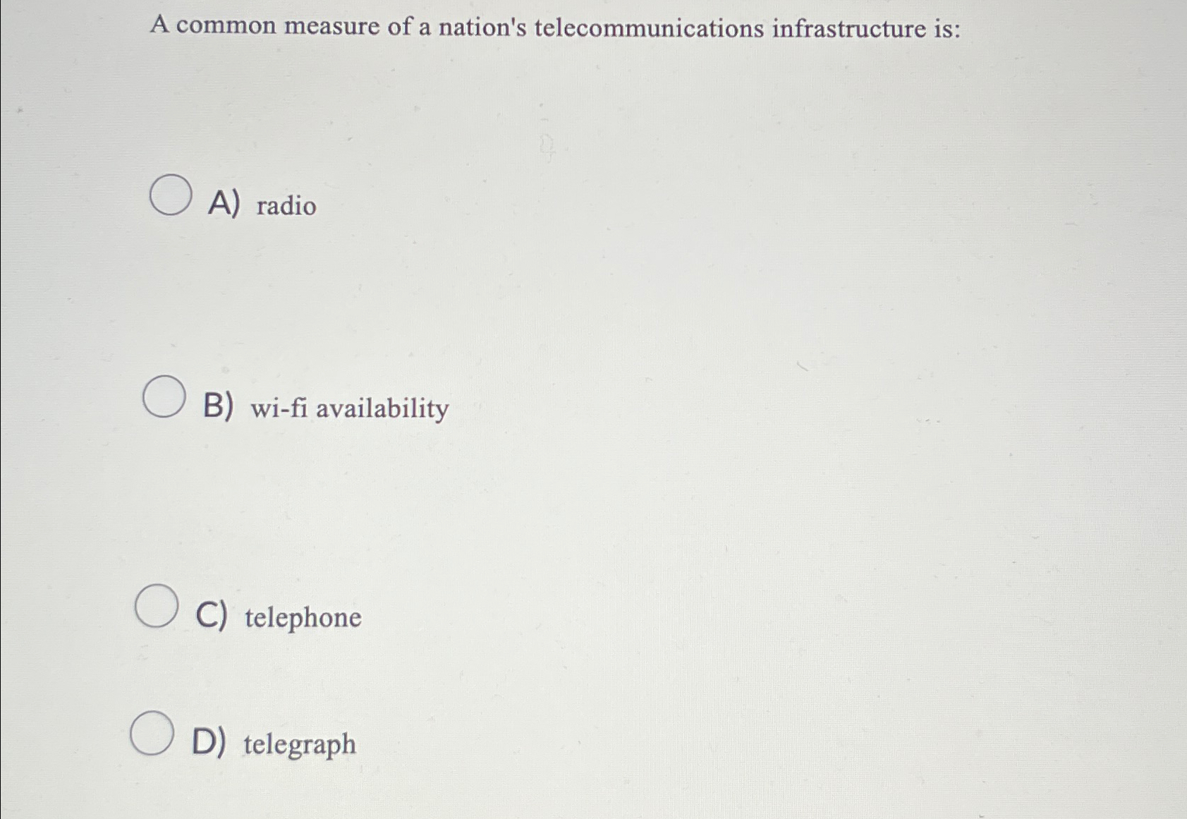 Solved A common measure of a nation's telecommunications | Chegg.com
